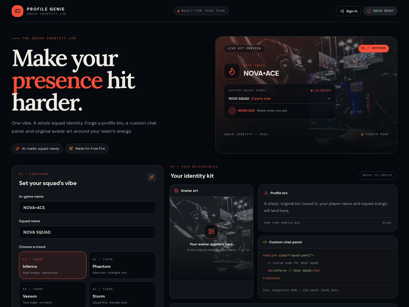 Free Fire Profile Genie