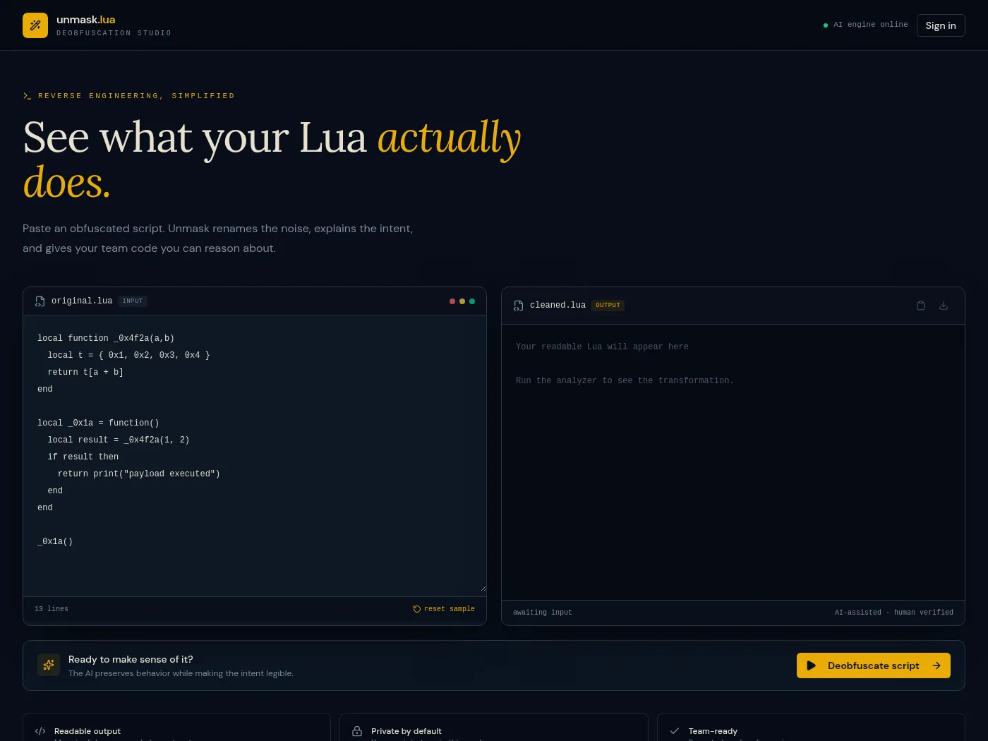 Lua Deobfuscate AI