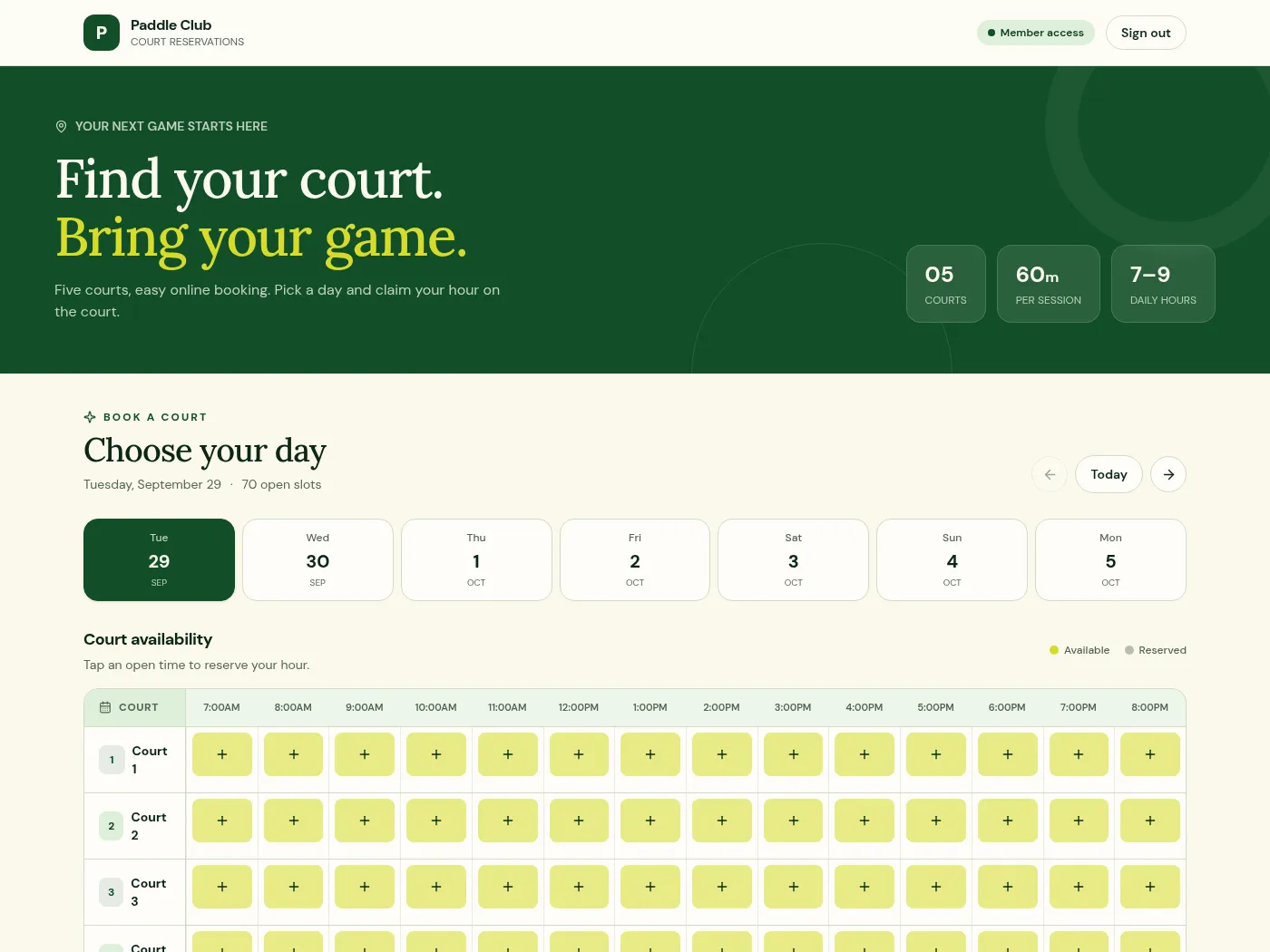 Pickleball Court Booker