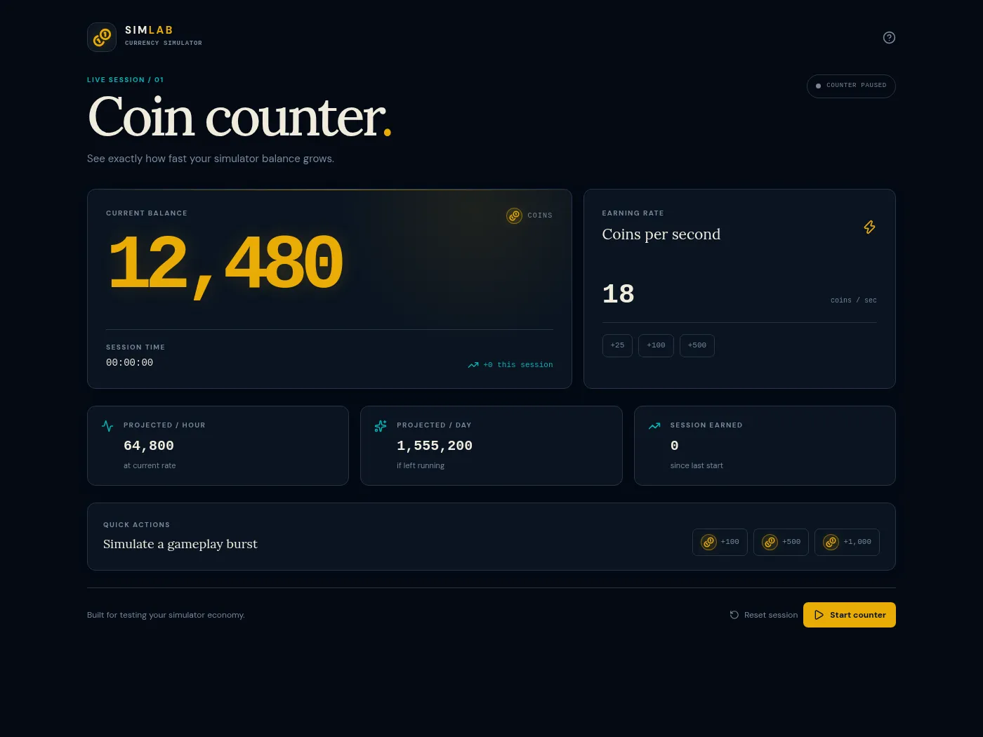 Simulator Coin Counter