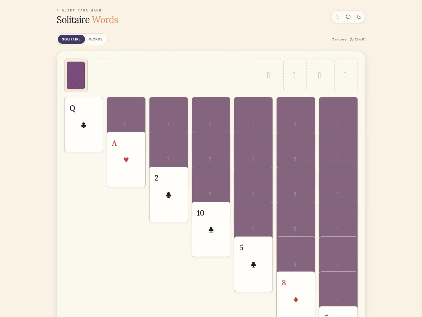 Minimalist Solitaire Web App