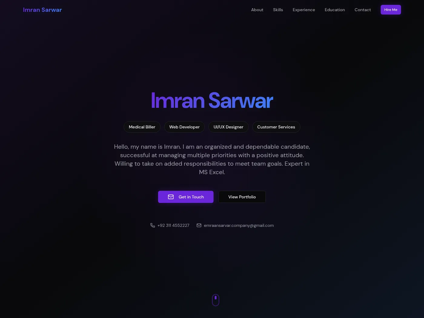 Imran Sarwar - Creative & Professional Portfolio Website