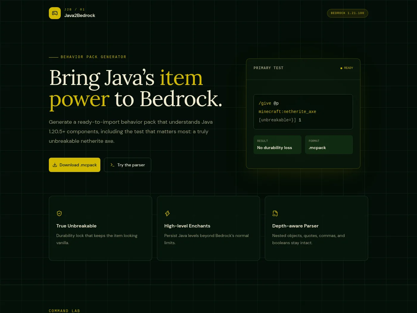 Java2Bedrock Item Compat Pack