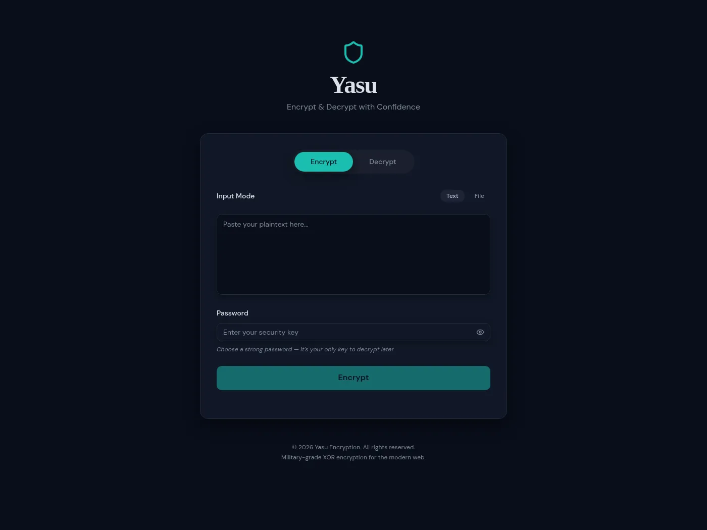Yasu Encryptor Web Tool