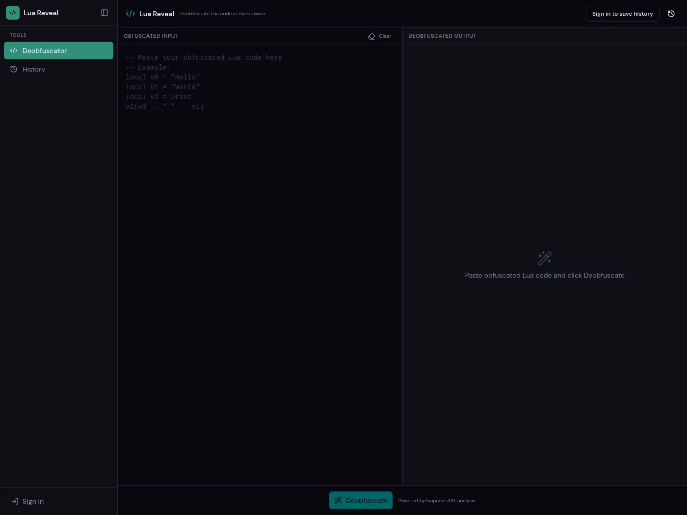 Lua Reveal Platform