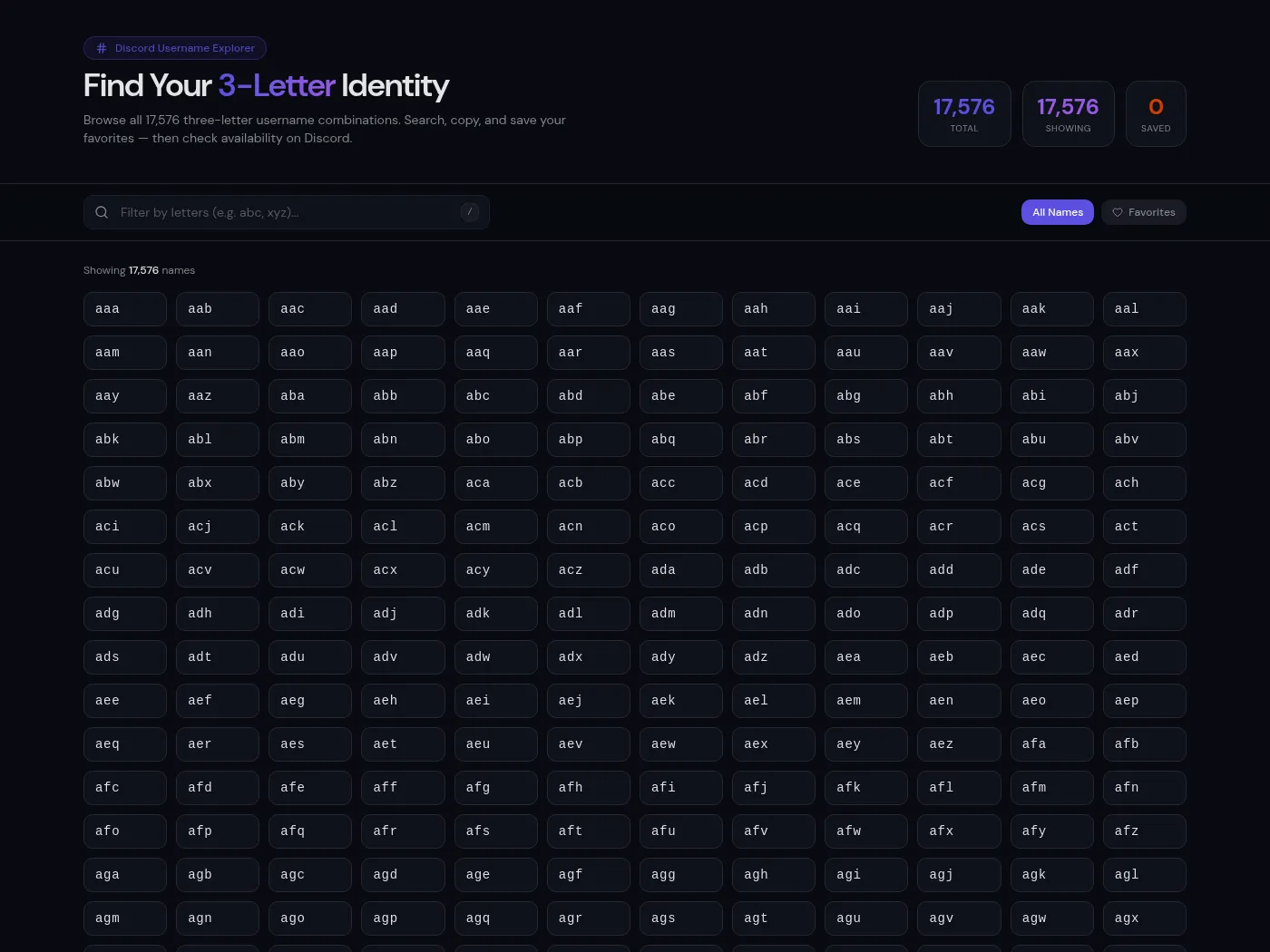Discord Name Finder