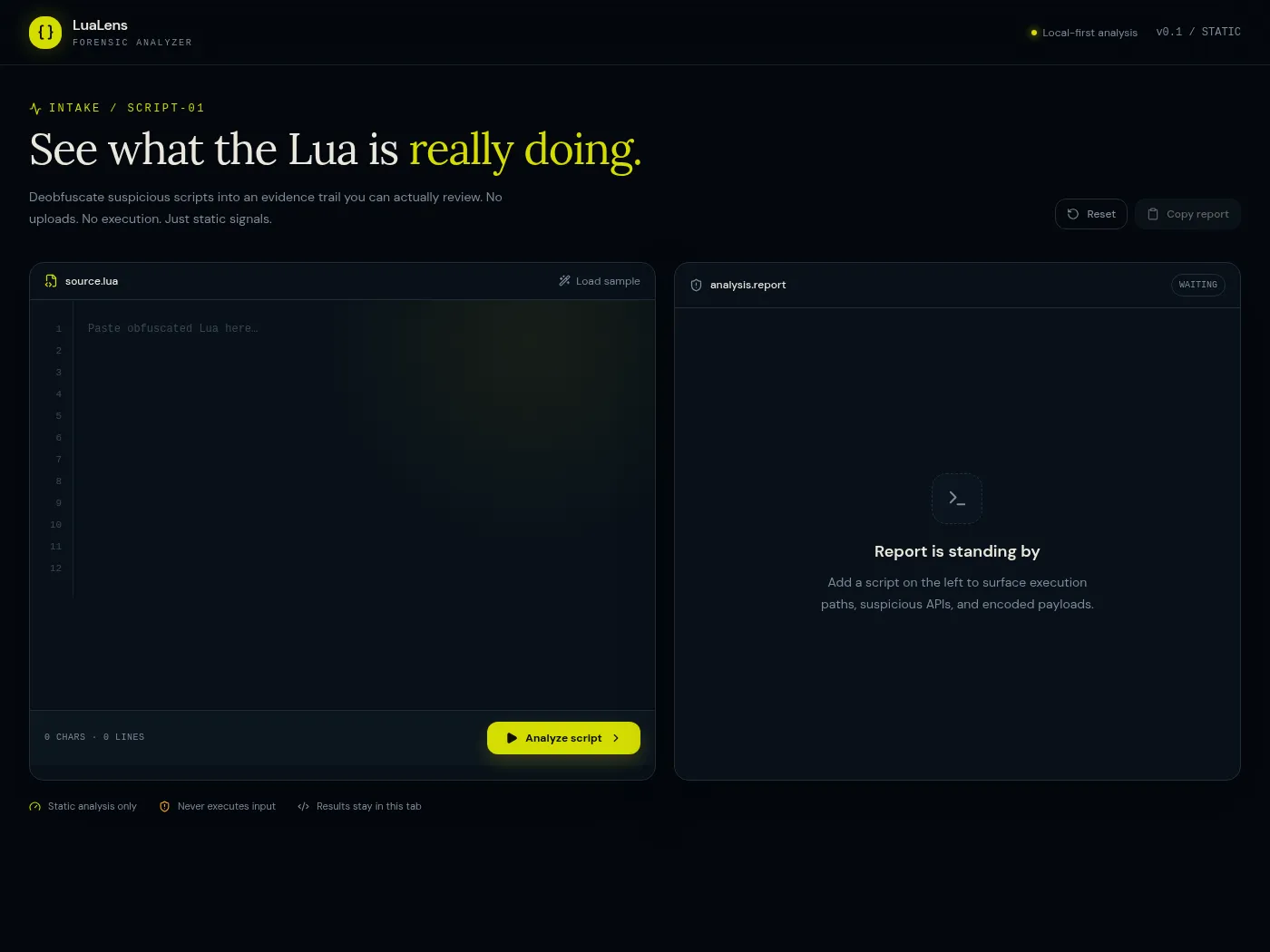 Obfuscated Lua Analyzer