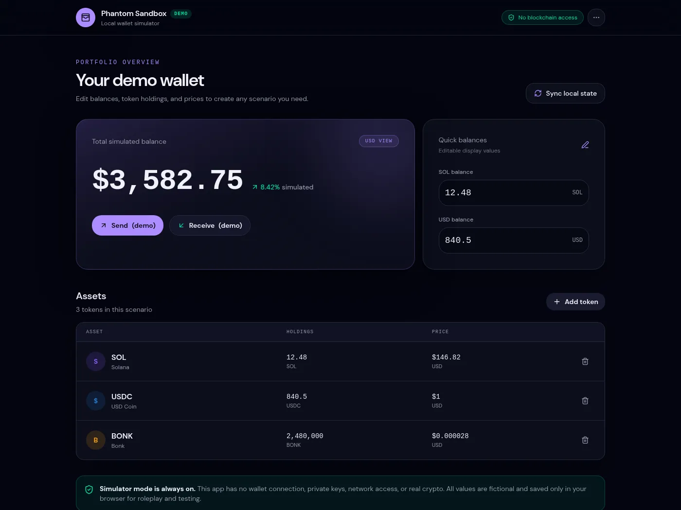 Phantom Wallet Simulator