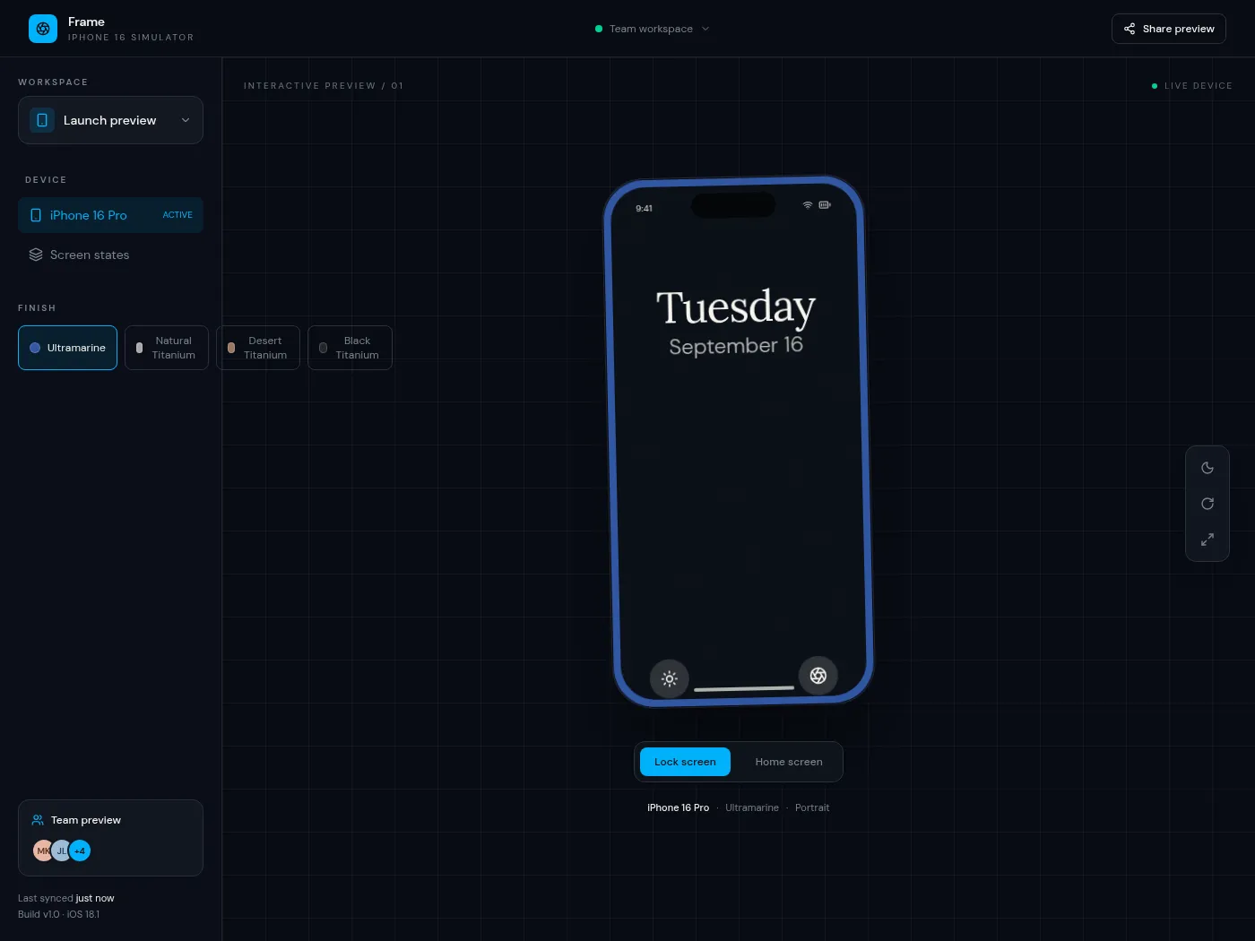 iPhone 16 Simulator