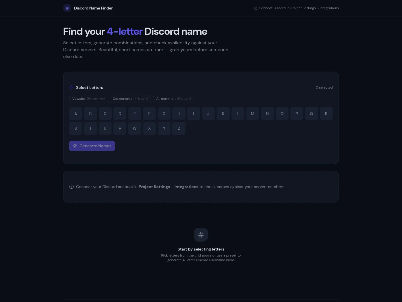 Discord Name Finder