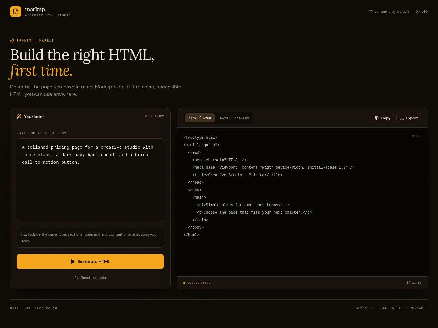 HTML Code Generator