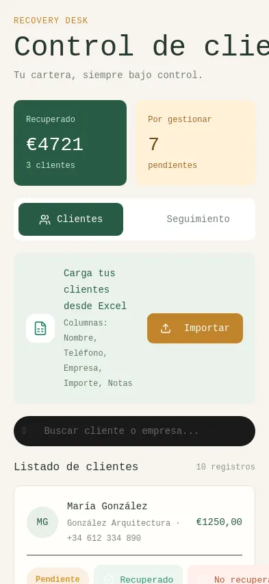 Client Recovery Tracker