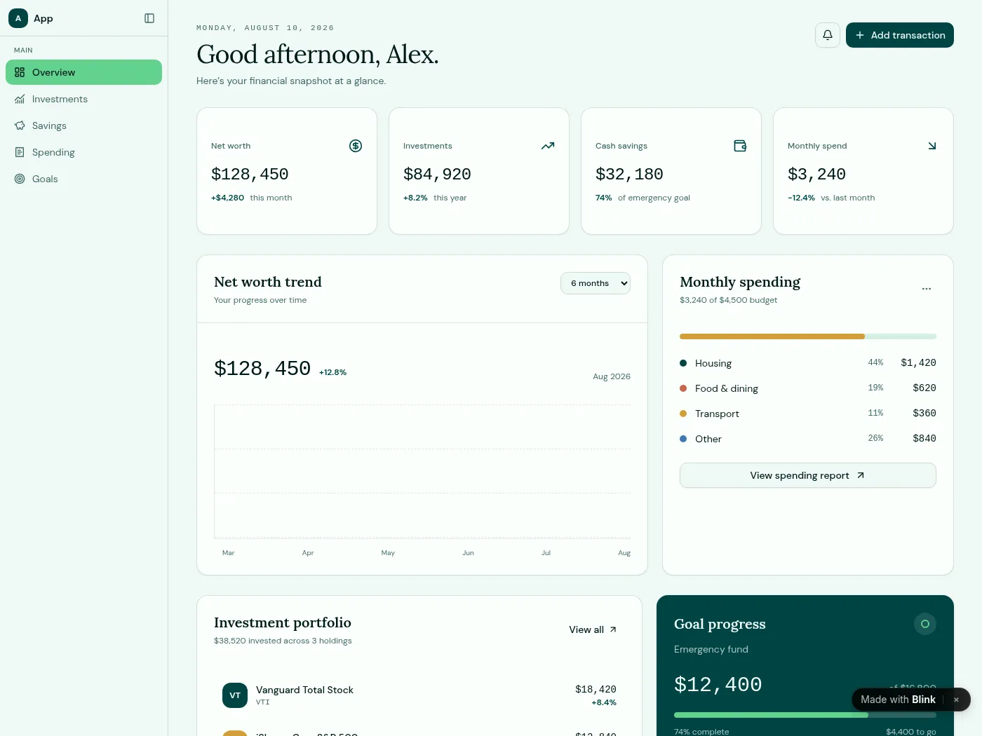 FinSight Dashboard