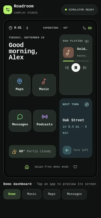 CarPlay Dashboard Simulator