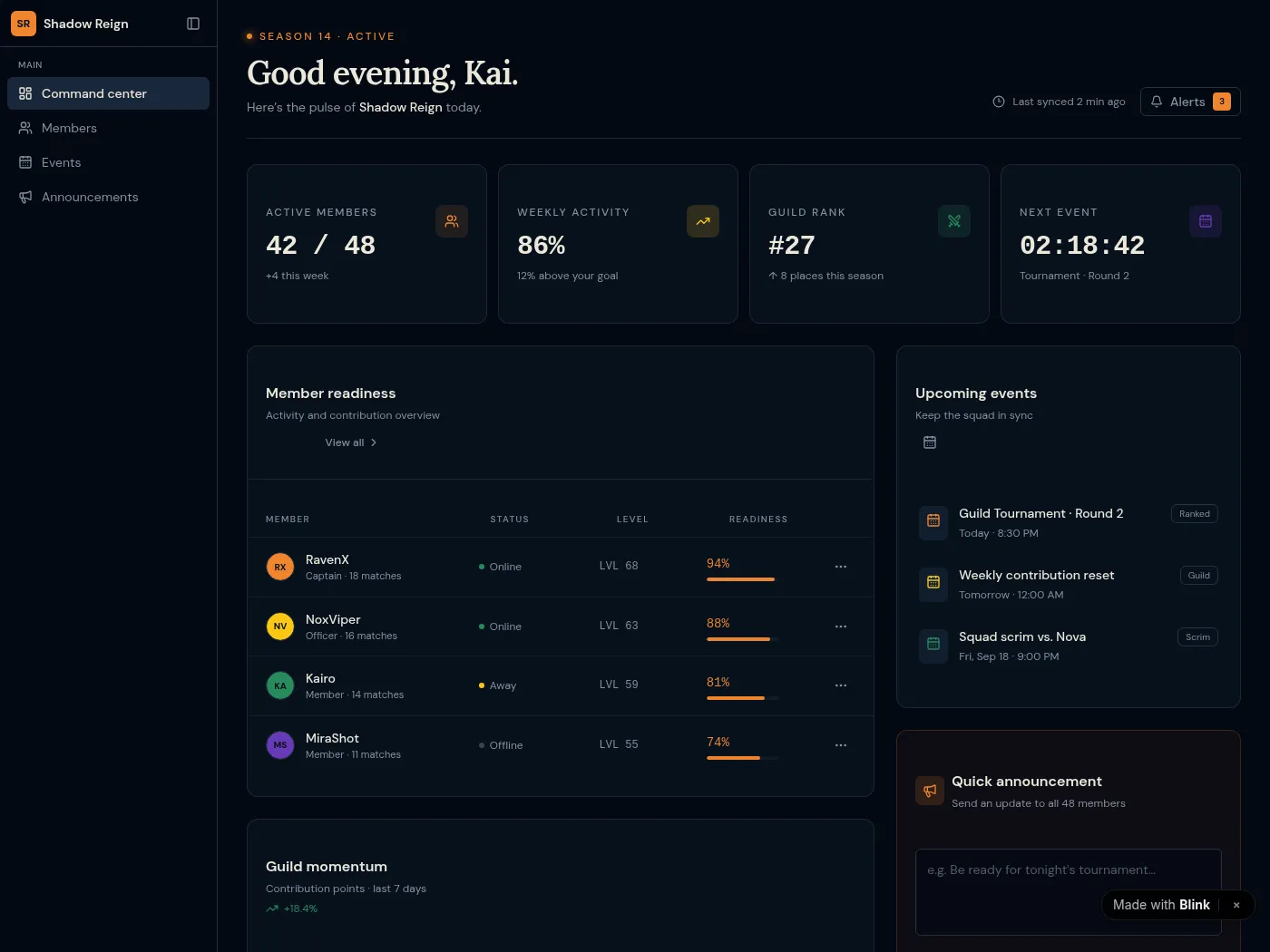 GuildMaster Dashboard