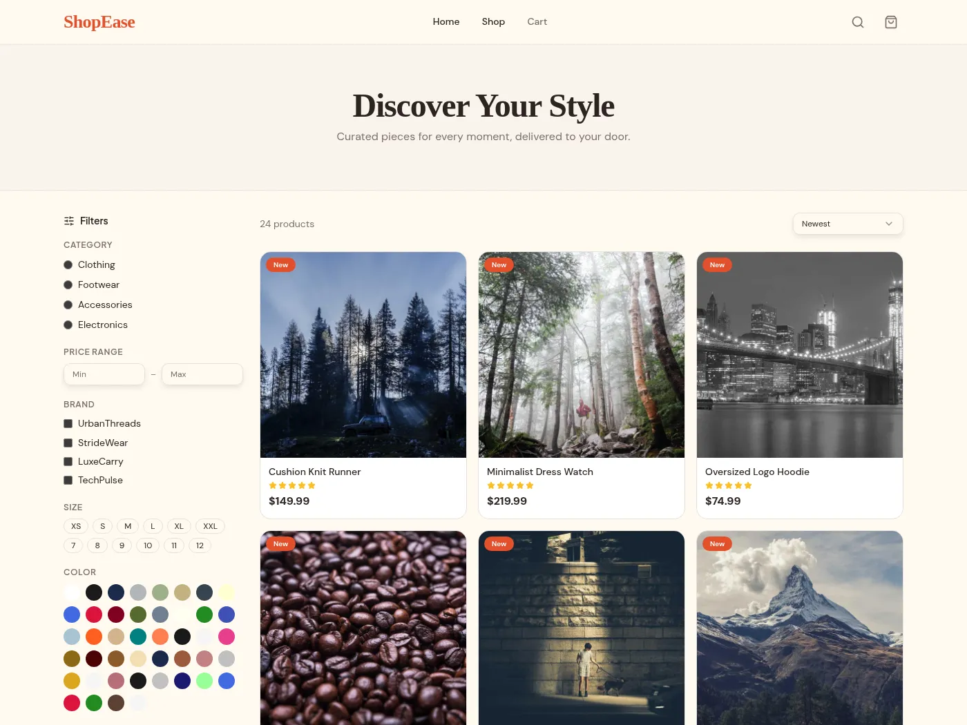 ShopEase Web Pages