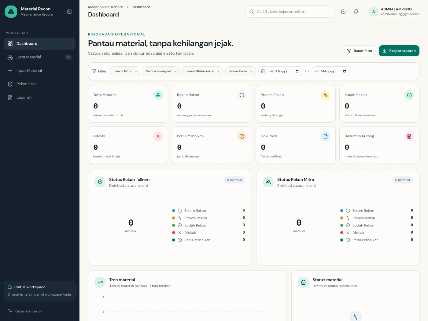 Material Recon Dashboard