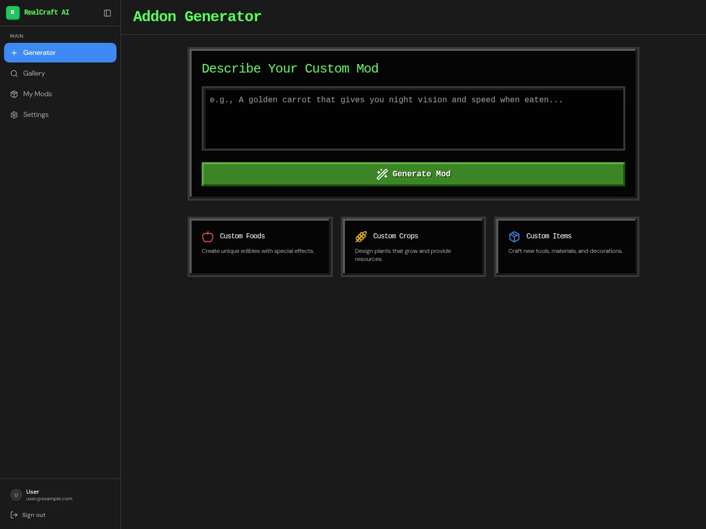 RealCraft AI Mod Builder