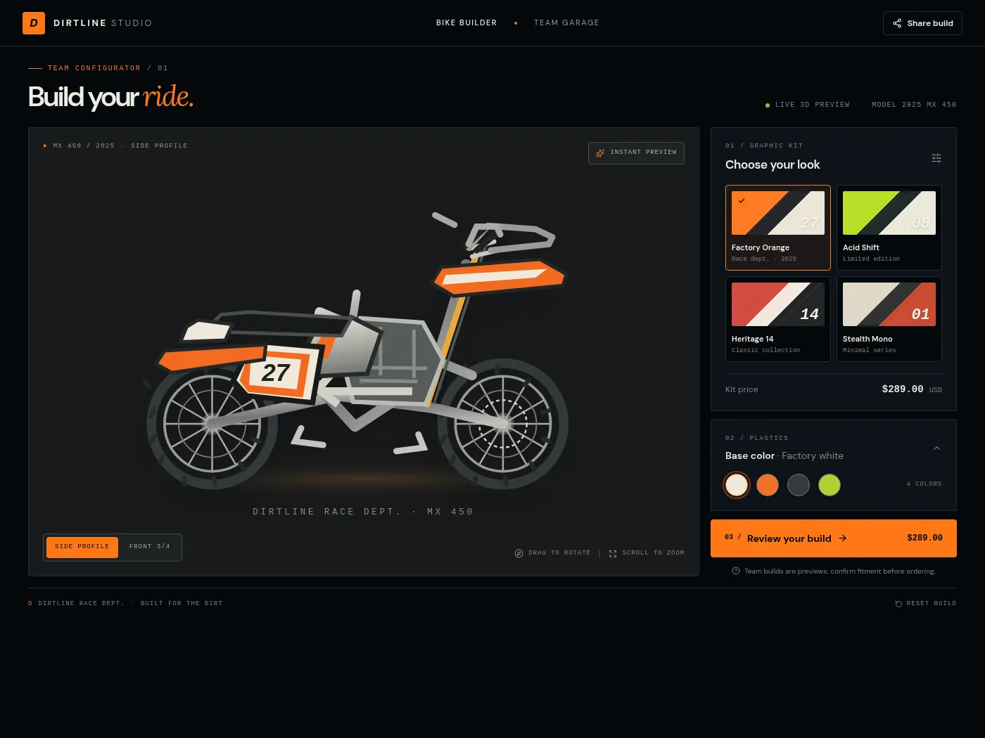 Dirt Bike 3D Customizer