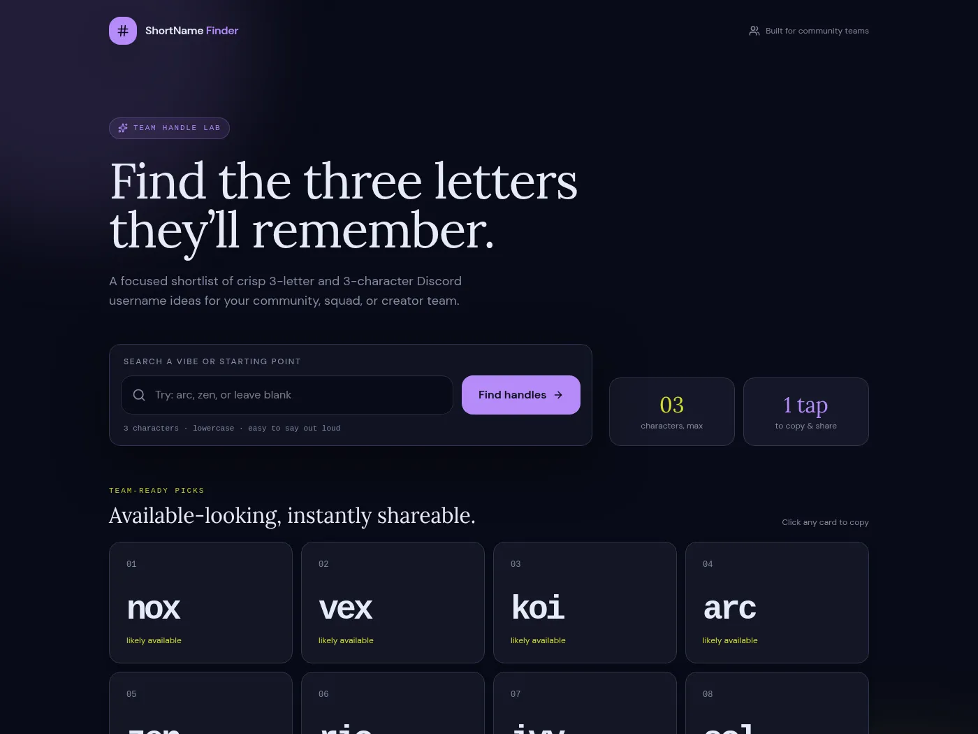 Discord ShortName Finder