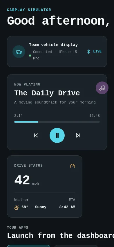 Simulated CarPlay Dashboard