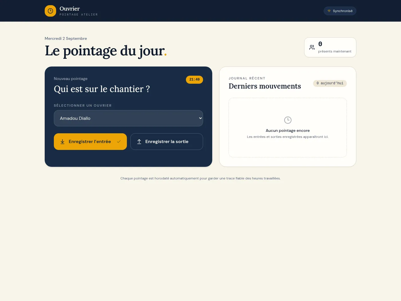 Ouvrier Time Tracker