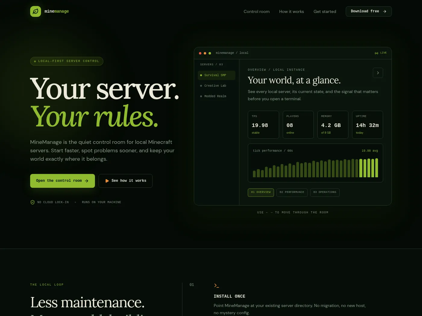 MineManage Landing Page