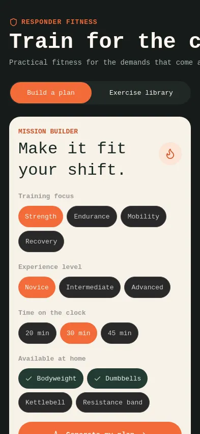 Responder Fitness Tracker
