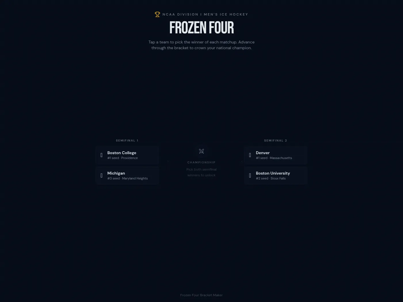 Frozen Four Bracket Maker
