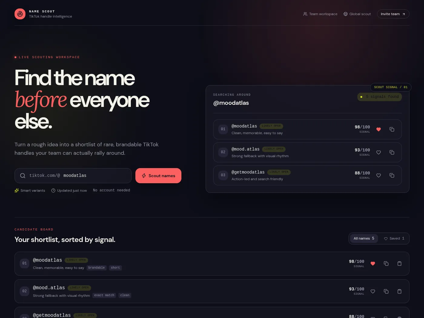TikTok Name Scout