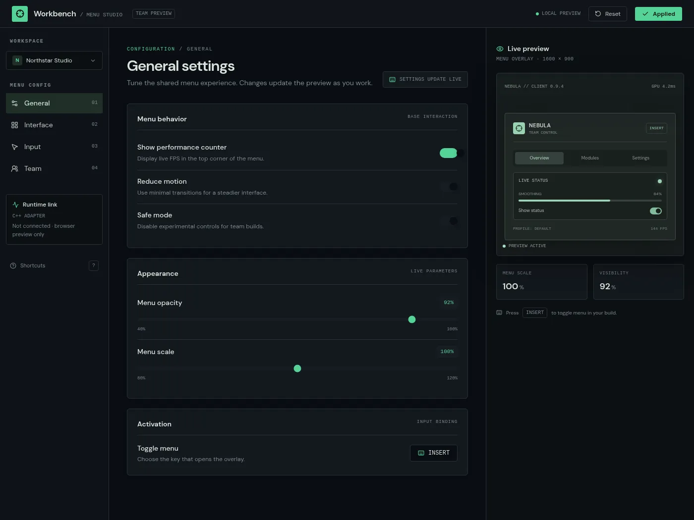 ImGui React Menu