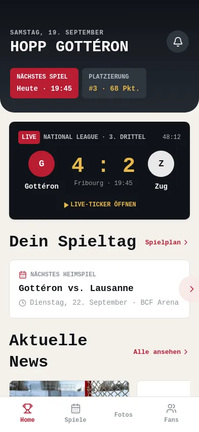 Gotteron Fan Mobile App