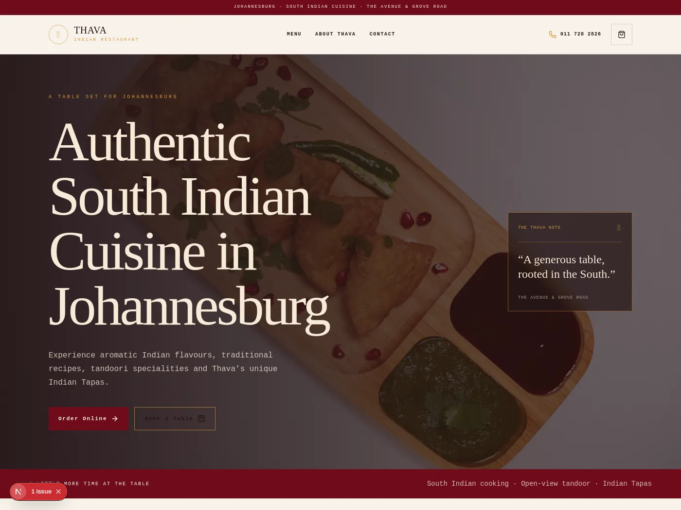 Thava Indian Restaurant Suite