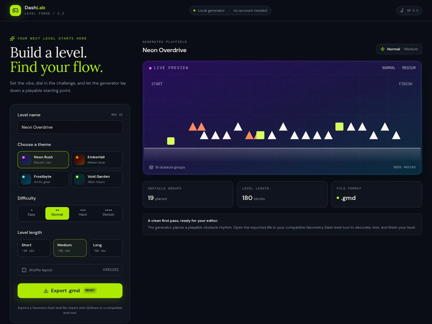 Dash Level Generator
