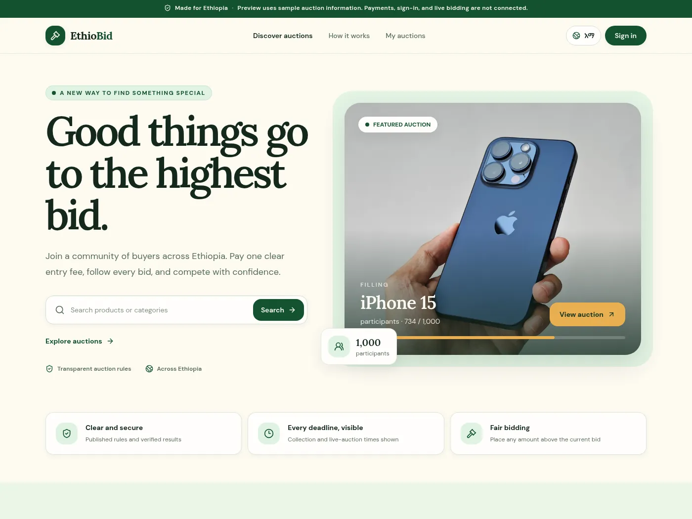 EthioBid Marketplace