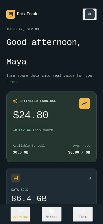 DataTrade Mobile Marketplace