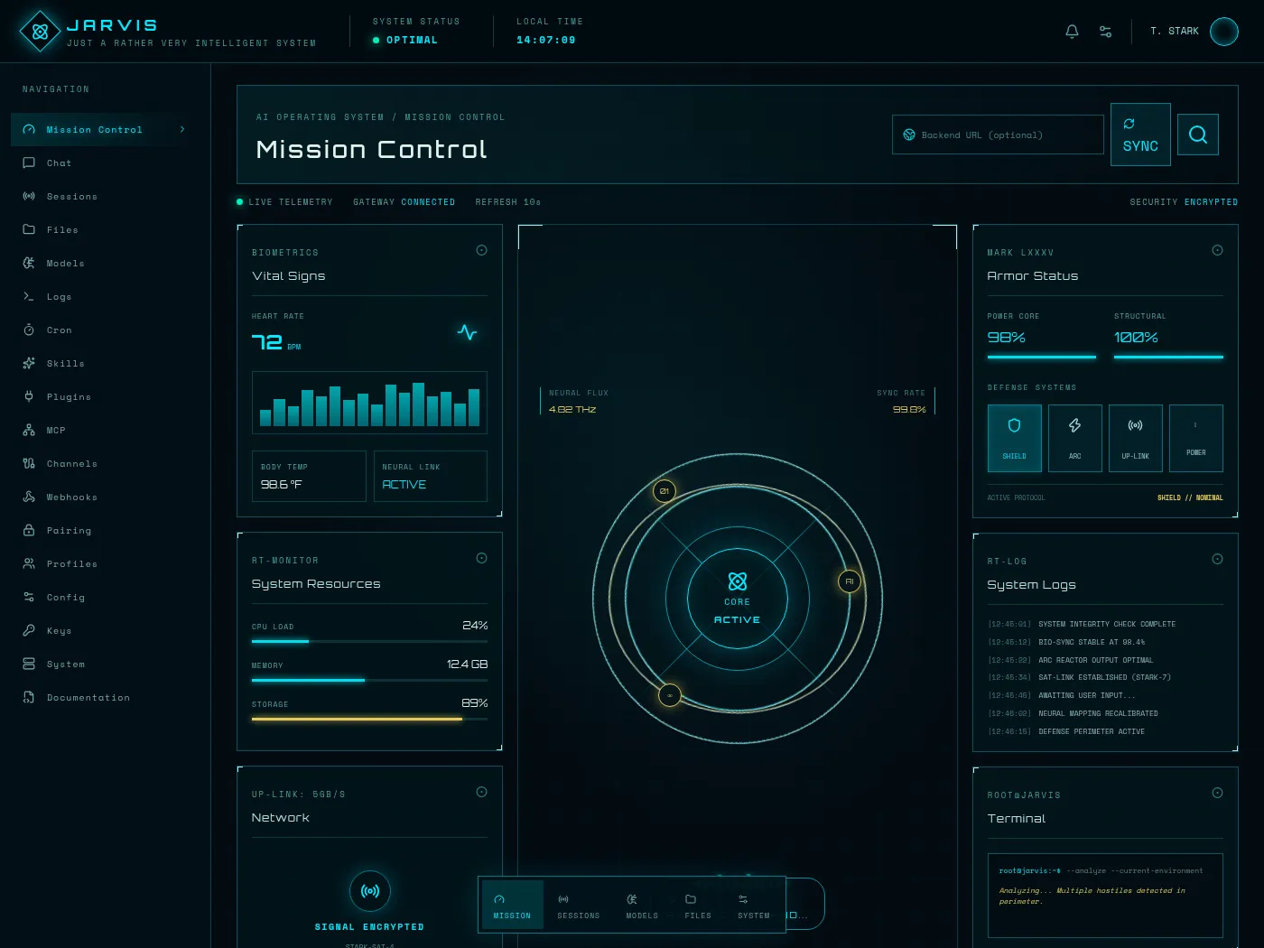 Jarvish 3D AI Dashboard