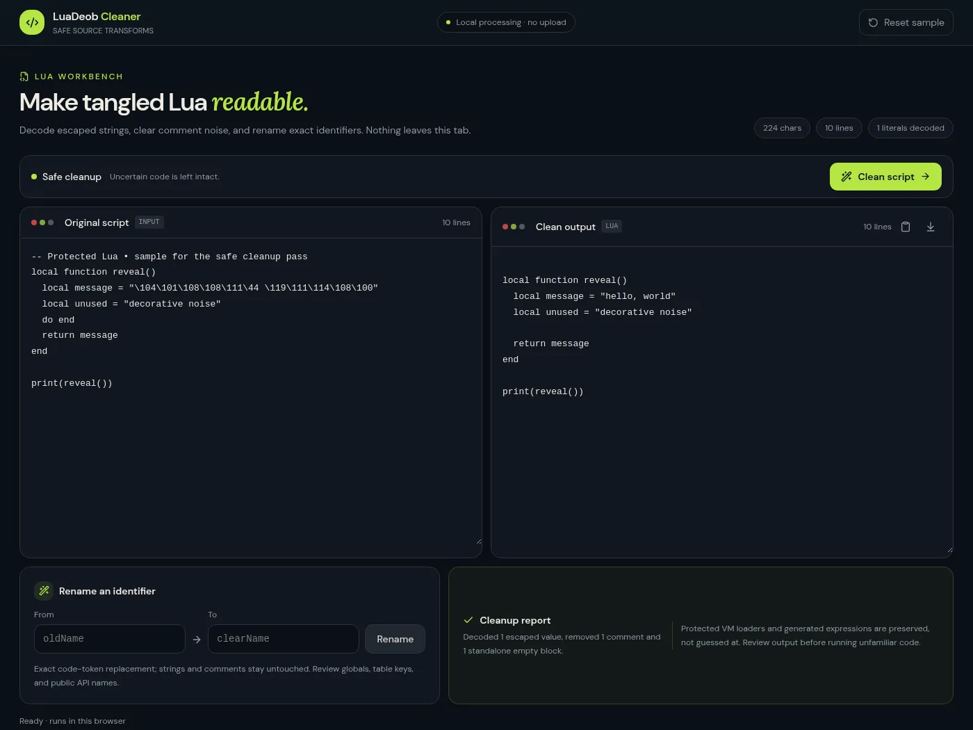 LuaDeob Cleaner