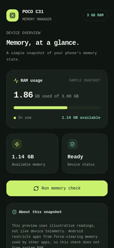 Poco C31 RAM Manager