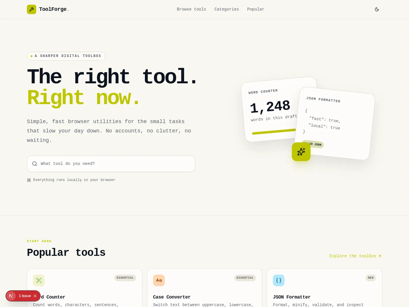 ToolForge Toolbox MVP