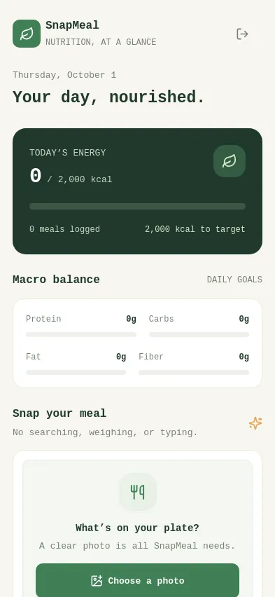 SnapMeal Nutrition App