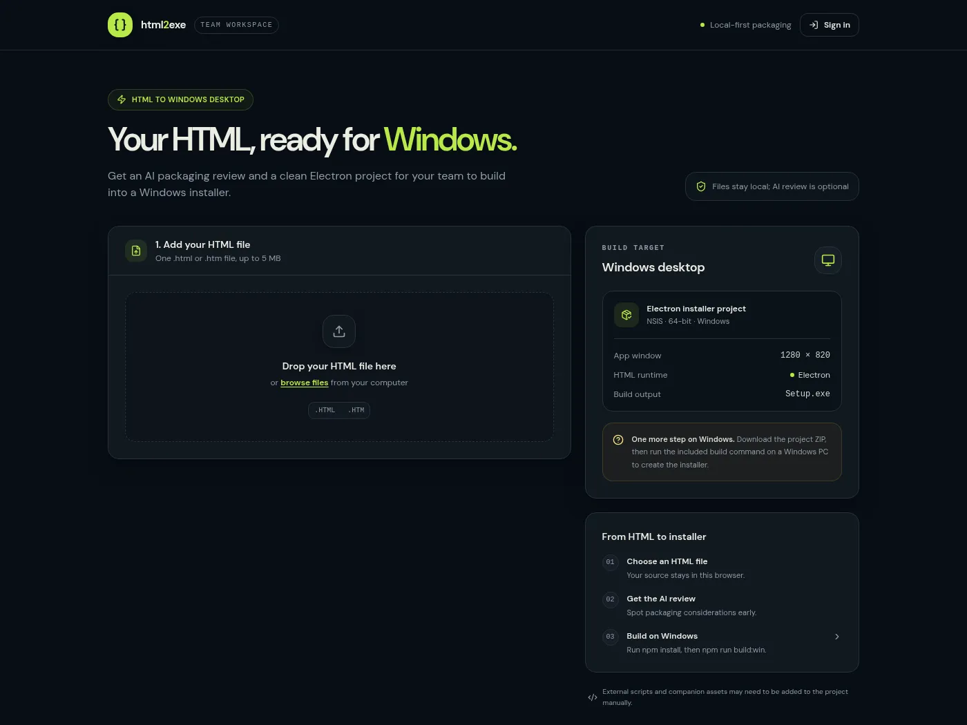 HTML2EXE AI Converter