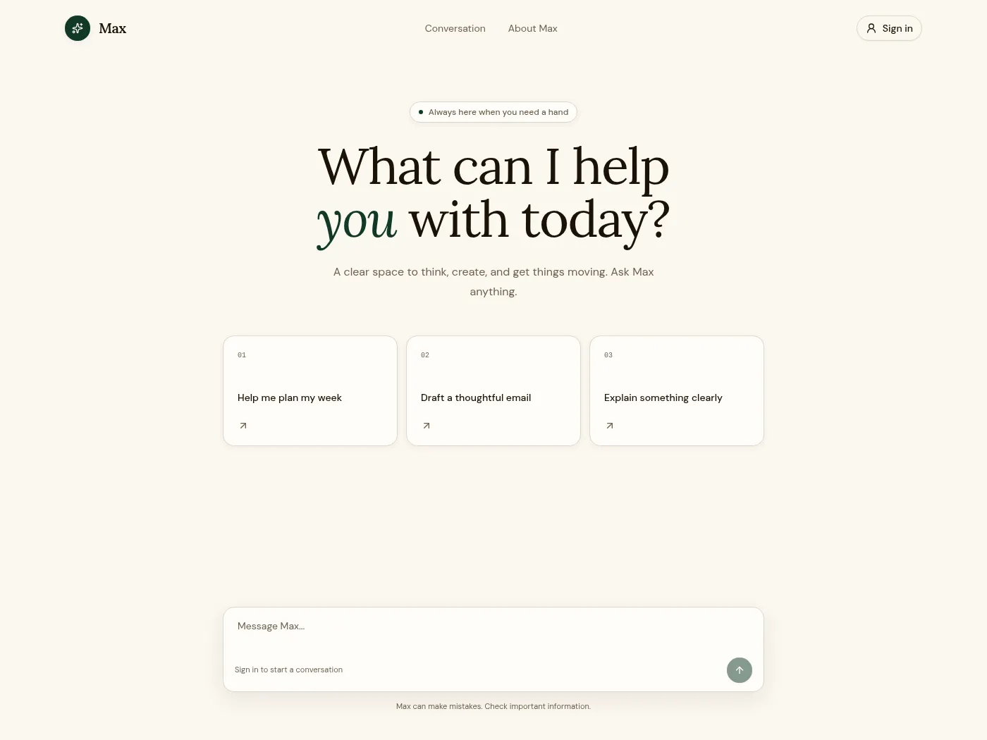 Max AI Assistant