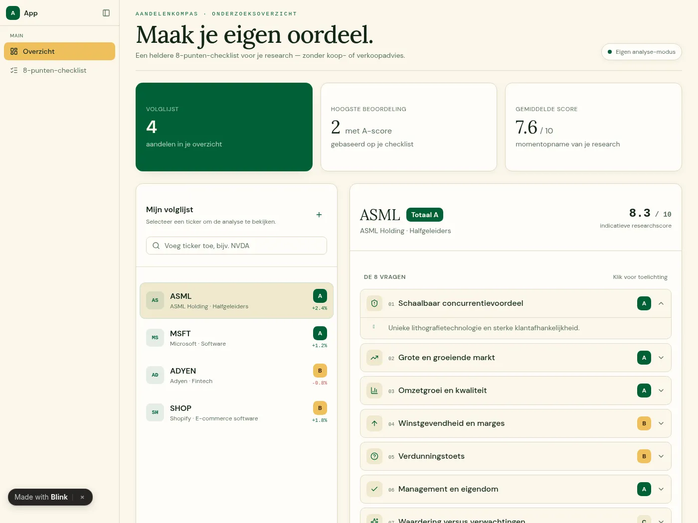 Aandelen Analyse Dashboard