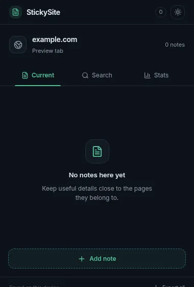 StickySite Notes