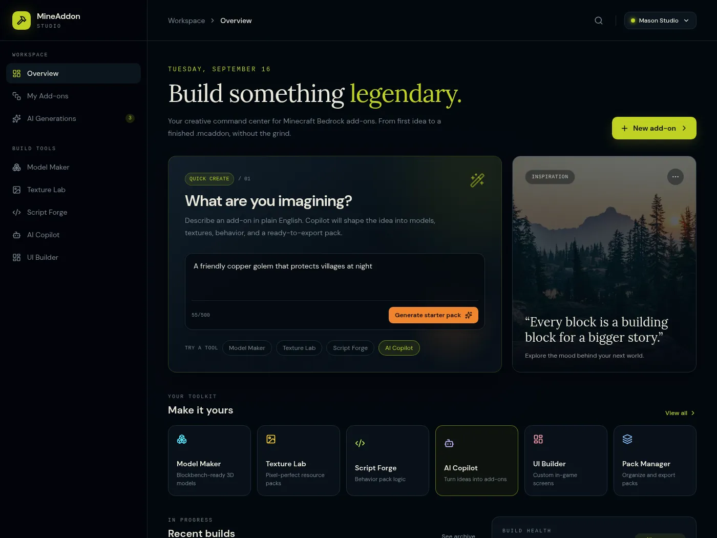 MineAddon Studio