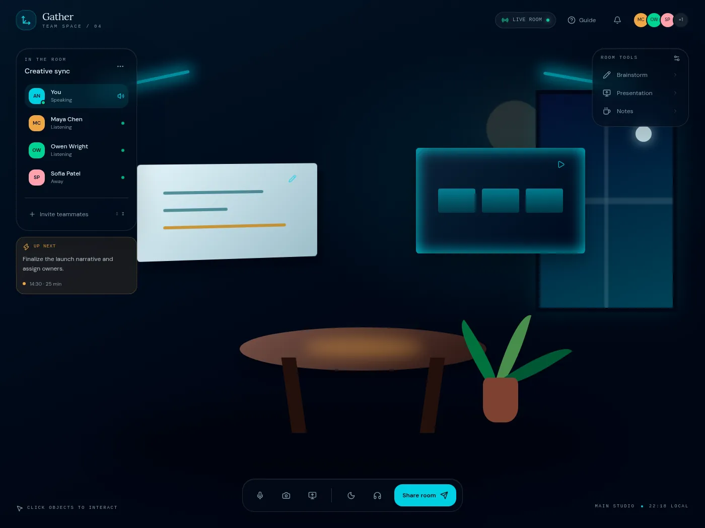 3D Team Meeting Hub