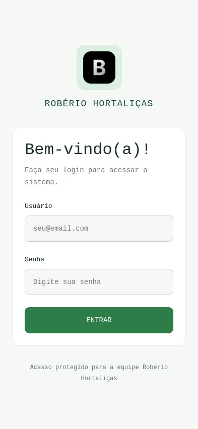 Robério Hortaliças Delivery App