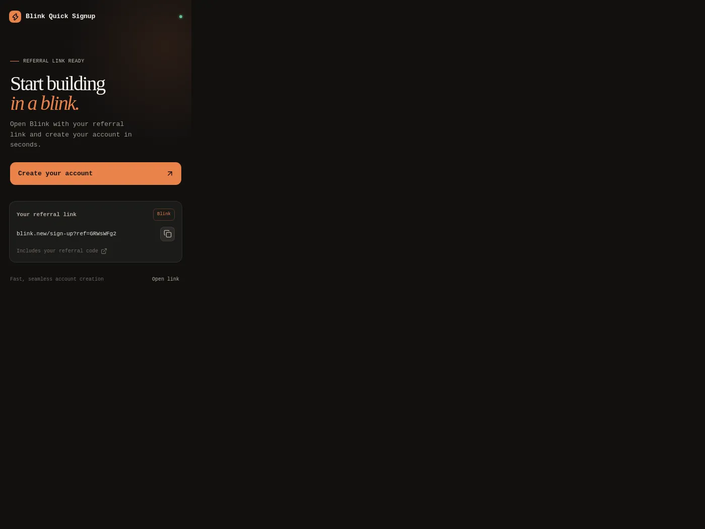 Blink Quick Signup