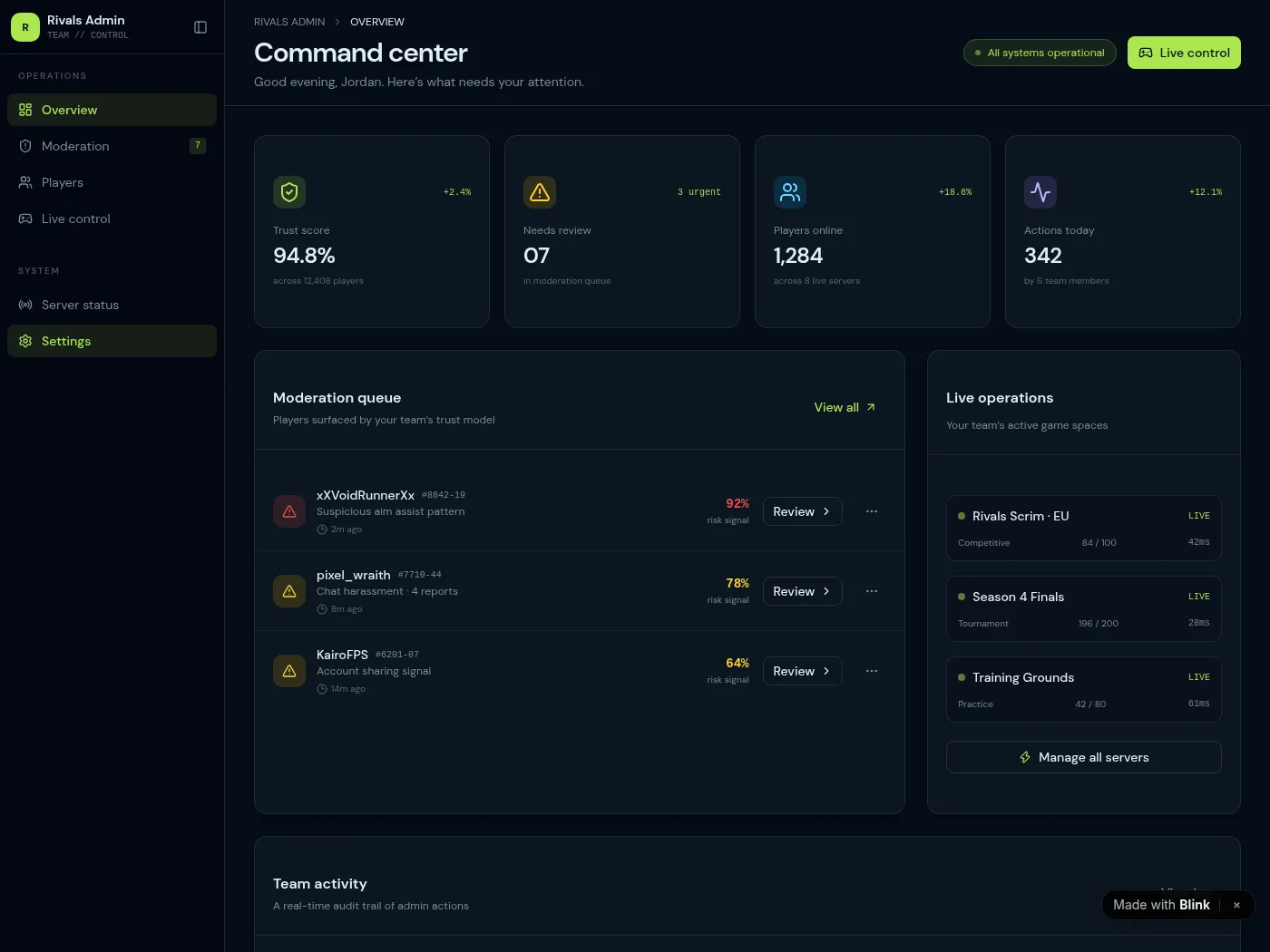 Rivals Admin Portal